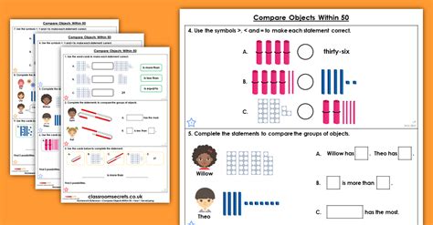 compare objects within 50 homework extension year 1 place value classroom secrets classroom