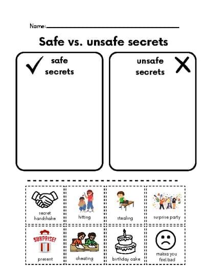 Safe Vs Unsafe Secrets Sorting Erins Law By Lauren Walters Tpt