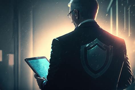 Premium Ai Image Cyber Security And Data Protection Businessman Using Digital Tablet Computer