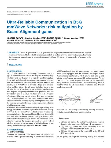 Ultra Reliable Communication In B5g Mmwave Networks Risk Beam Alignment Game Pdf Extremely