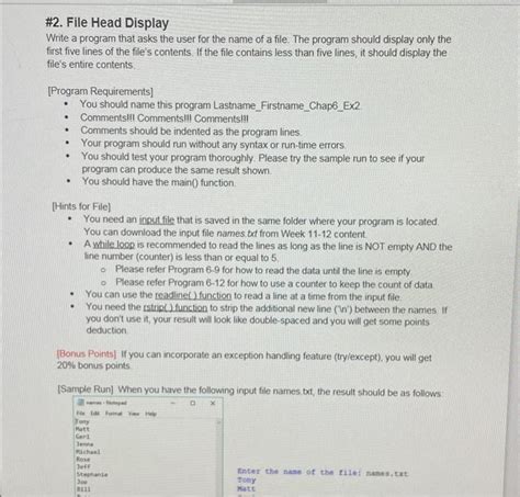 Solved 2 File Head Display Write A Program That Asks The