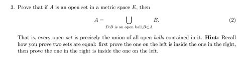 solved prove that if a ﻿is an open set in a metric space e
