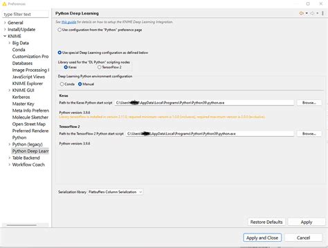 Deep Learning With Keras And TensorFlow Troubleshooting KNIME