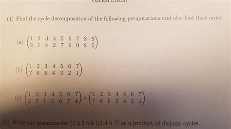Solved 1 Find The Cycle Decomposition Of The Following