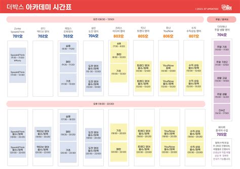 대구 기초영어회화 더박스 수업 시간표