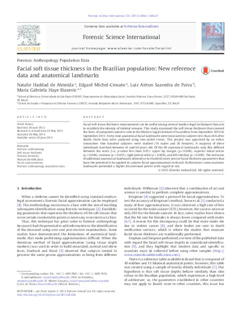 Pdf Facial Soft Tissue Thickness In The Brazilian Population New Reference Data And