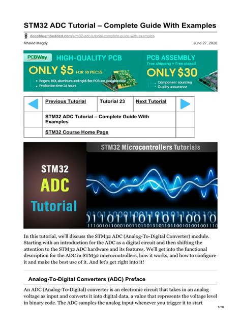 stm32 adc tutorial complete guide with examples pdf analog to digital converter digital