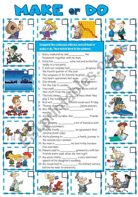 MAKE Or DO Collocations B W KEY Included ESL Worksheet By Mada