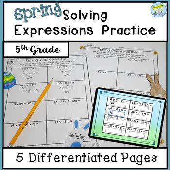Spring Solving Expressions With PEMDAS Practice Pages And Digital Slides
