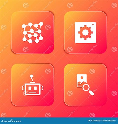 Set Neural Network Computer Api Interface Artificial Intelligence Robot And Photo Retouching
