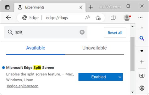Tip Enable Split Screen Mode In Microsoft Edge To Open Tabs Side By Side In Same Window Askvg