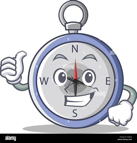 Thumbs Up Compass Character Cartoon Style Stock Vector Image And Art Alamy