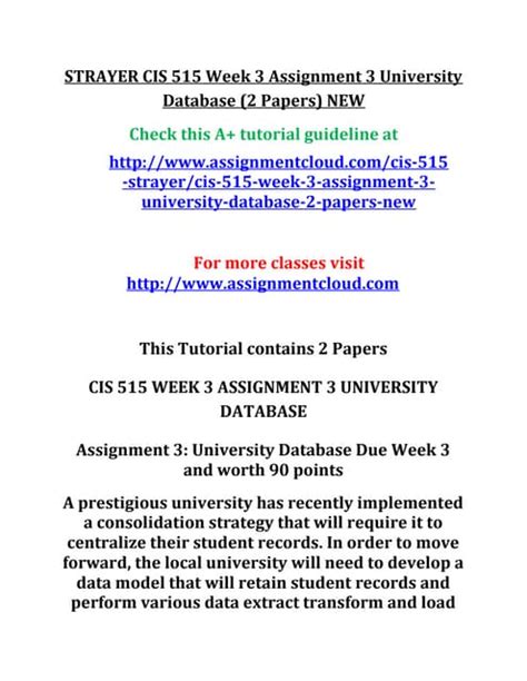 Strayer Cis 515 Week 3 Assignment 3 University Database Pdf
