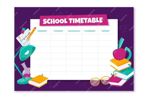 학교 시간표 템플릿으로 돌아가기 무료 벡터