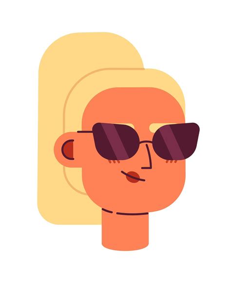 Cool Blond Dame Mit Sonnenbrille Halb Eben Vektor Charakter Kopf Editierbar Karikatur Stil