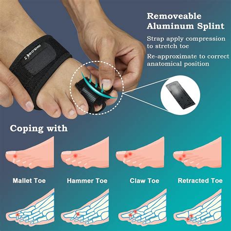 Babedri Toe Rigid Splint Stabilizers Toe Straightener For Broken Toe Fracture Adjustable