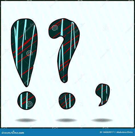 Black Punctuation Marks Vector Hand Drawn Picture Isolated On White Background Stock Vector