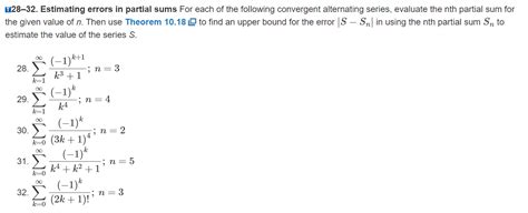 solved 128 32 estimating errors in partial sums for each of