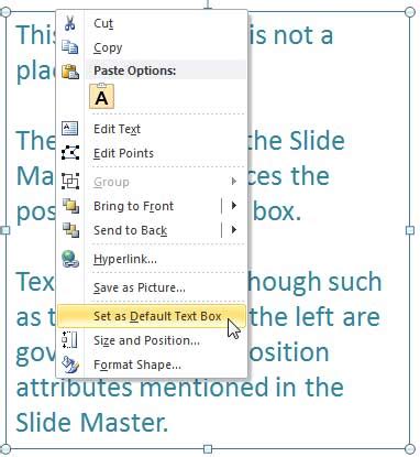 Set As Default Text Box In PowerPoint 2010 For Windows