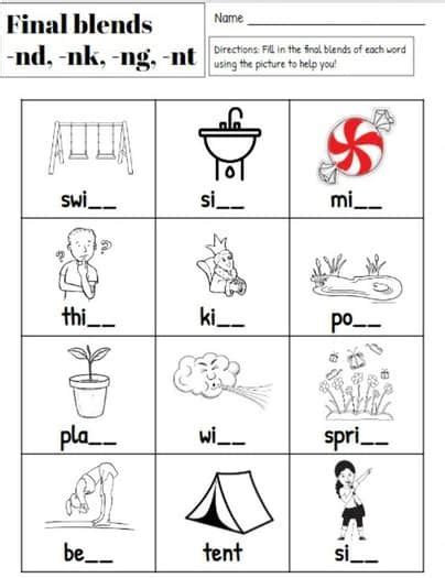 Final Blends Nk Nt Ng Nd In Final Blends Blends Worksheets Writing Practice