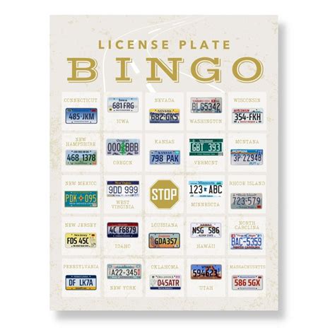 License Plate Bingo Cards Digital Instant Printable Download Etsy