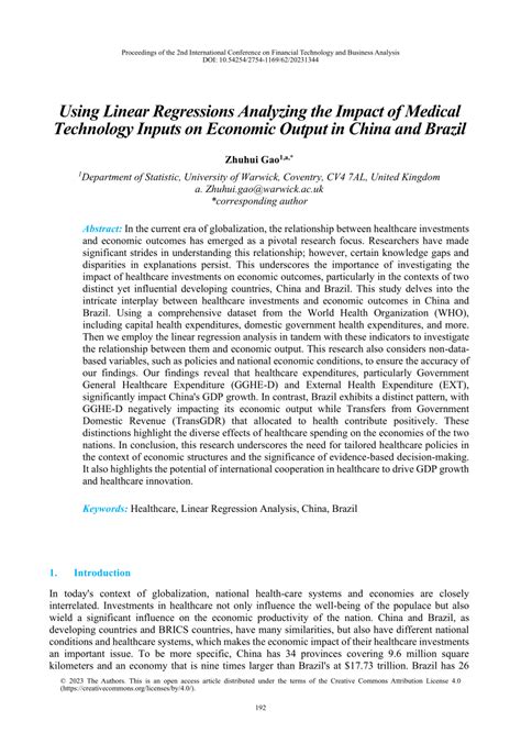 Pdf Using Linear Regressions Analyzing The Impact Of Medical