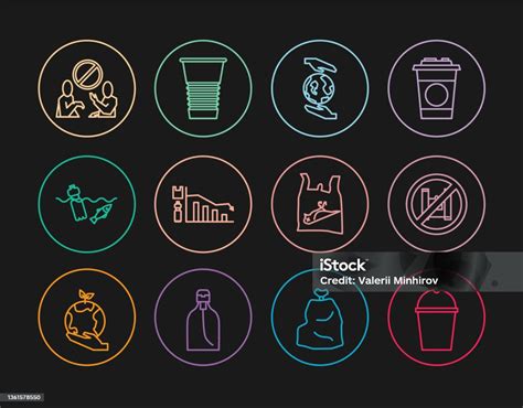 세트 라인 종이 유리 물 비닐 봉투 포스터에 아니오 라고 지구 지구를 들고 손 생태 인포 그래픽 바다의 문제 오염 중지 죽은 새 아이콘 벡터 가방에 대한 스톡 벡터 아트 및