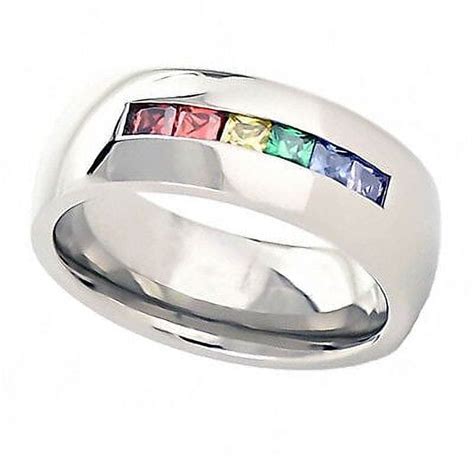Pride Shack String Of Rainbow Sleek Top Ring Lgbt Lesbian Gay Pride Ring Sizes