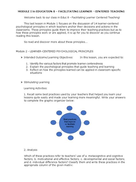 Module 2 Learner Centered Principles Pdf Learning Educational Assessment