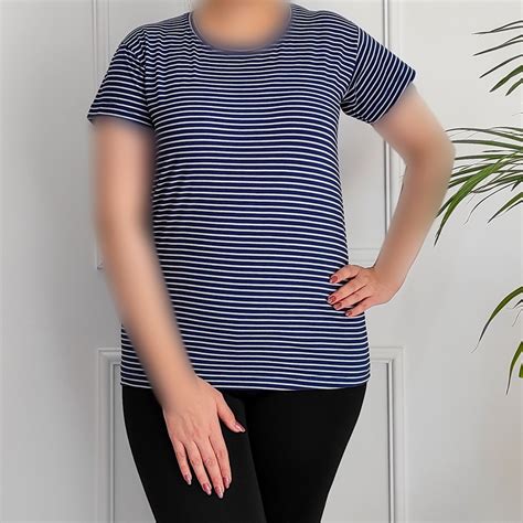 تیشرت یقه گرد راه راه زنانه فروشگاه لباس زنانه لودوس گالری