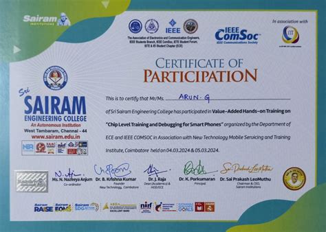 arun g on linkedin ieee comsoc srisairamengineeringcollege