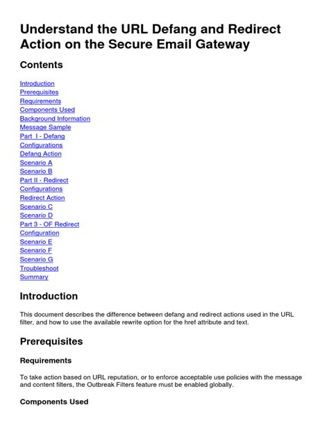 Esa Understand The Url Defang And Redirect Action On The Secure Email Gateway Pdf Proxy