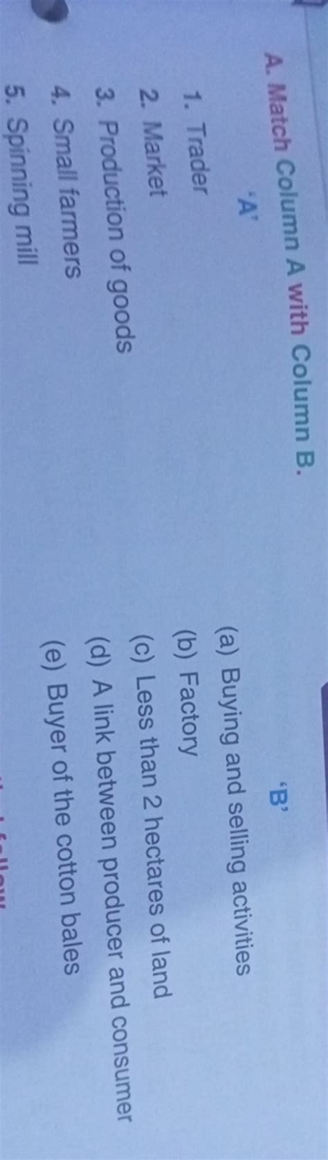 A Match Column A With Column Bab1 Tradera Buying And Selling