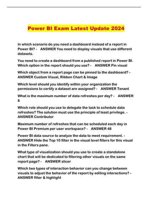 Power Bi Exam Latest Update 2024 Power Bi Stuvia Us