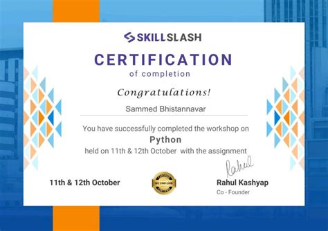 Completed Python Workshop With Skillslash Sammed Bhistannavar Posted On The Topic Linkedin