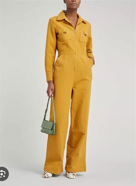 Paloma Wool Dolores 100 Organic Cotton Jumpsuit In Mustard Yellow Size