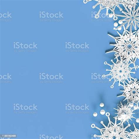 볼륨 눈송이와 텍스트에 대한 장소추상 연한 파란색 배경 3d 그림 0명에 대한 스톡 사진 및 기타 이미지 0명 12월 3차원 형태 Istock