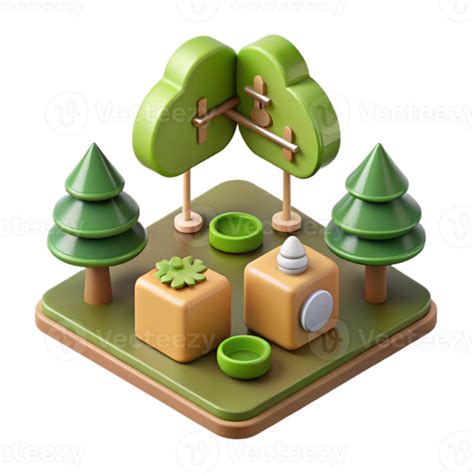 Vibrant Contemporary Sustainable Forest Management Diagram Isolated
