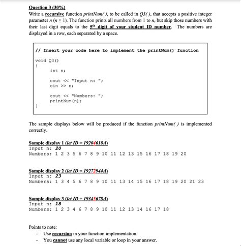 Solved Question 3 30 Write A Recursive Function