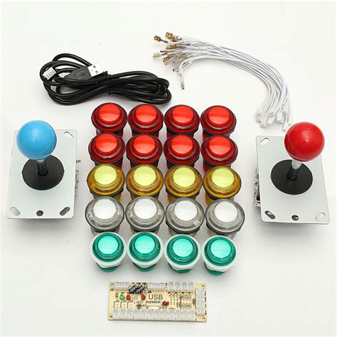 Dual Player Usb Encoder 8 Way Joystick Led Illuminated Buttons Pc Arcade Games Diy Kit Sale