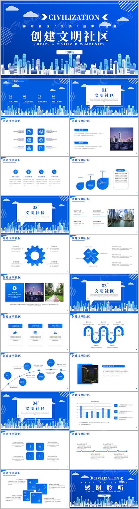 和谐社区安全社区城市文明建设ppt模板下载 红动中国