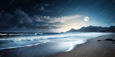 Premium Photo Moonlit Beach
