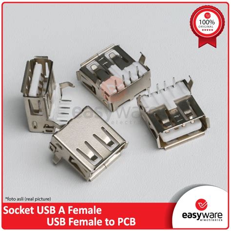 Jual Socket USB A Female Jack Port Socket Connector USB A PCB 4 Pin Shopee Indonesia