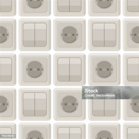 전기 콘센트 벡터 일러스트 레이 션 에너지 소켓 전기 플러그 원활한 패턴 유럽 기기 인테리어 아이콘 가정 생활에 대한 스톡 벡터