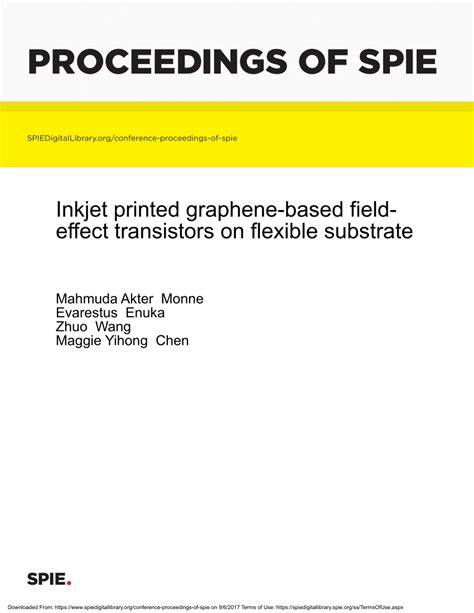 Pdf Inkjet Printed Graphene Based Field Effect Transistors On Flexible Substrate
