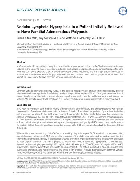 Pdf Nodular Lymphoid Hyperplasia In A Patient Initially Believed To