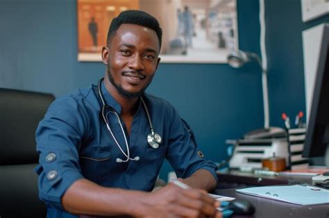 Premium Photo A Man Sitting At A Desk In Front Of A Computer
