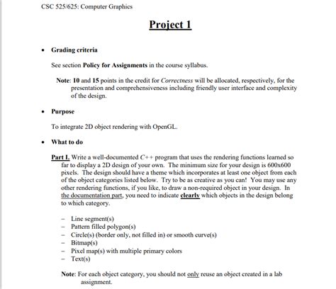 Csc 525625 Computer Graphics Project 1 Grading