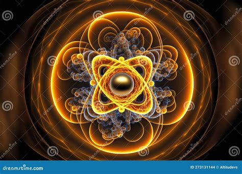 Complex Atom Orbit Structure With Neutrons And Protons On Brown