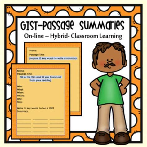 Gist Paragraph Summary Distance Learning Classroom Hybrid By Copycats